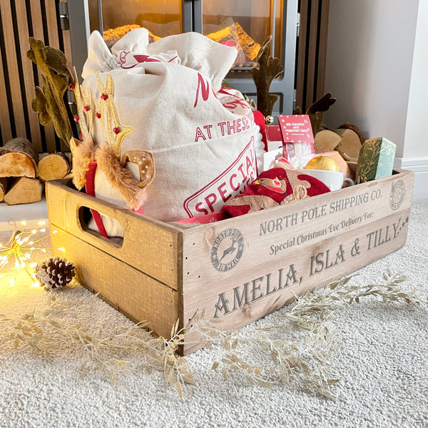 Personalised Large Christmas Eve Box - Christmas Box - Wooden Crate ...