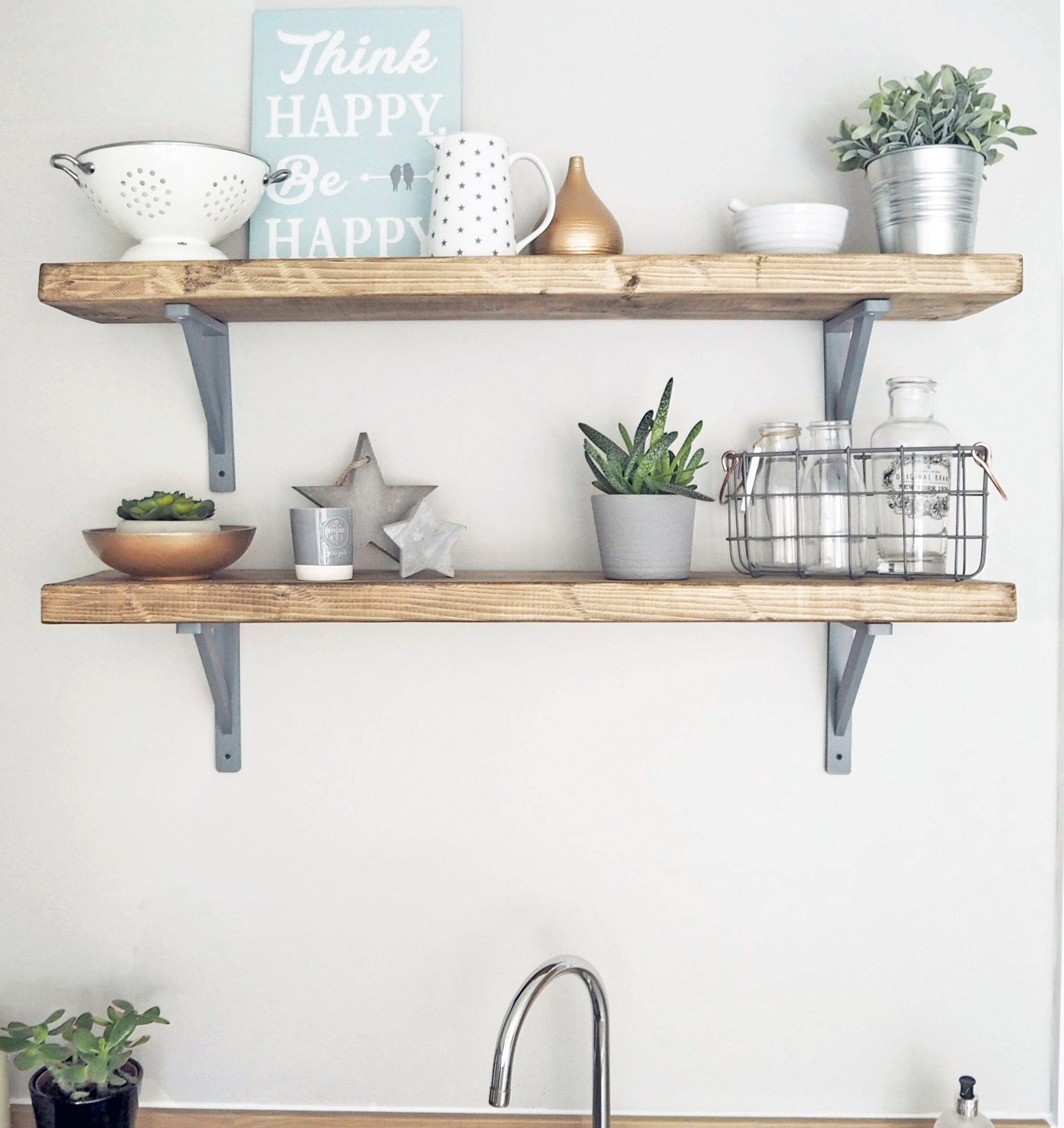 RUSTIC WOODEN CHUNKY SCAFFOLD BOARD STYLE SHELF – Apple Crates